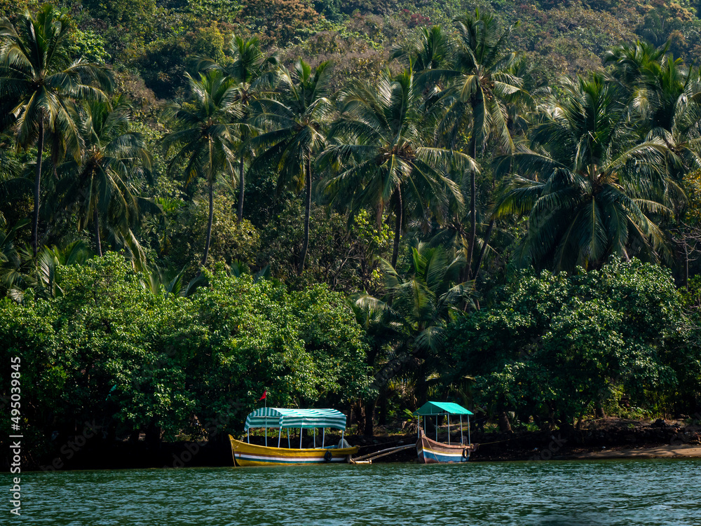 Tourist boats at Devbagh beach, Sindhudurga, a place listed in 30 ...