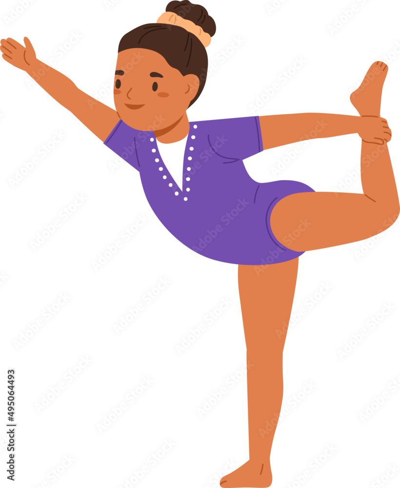 Girl Gymnast Exercising Cartoon Illustration Stock Vector | Adobe Stock