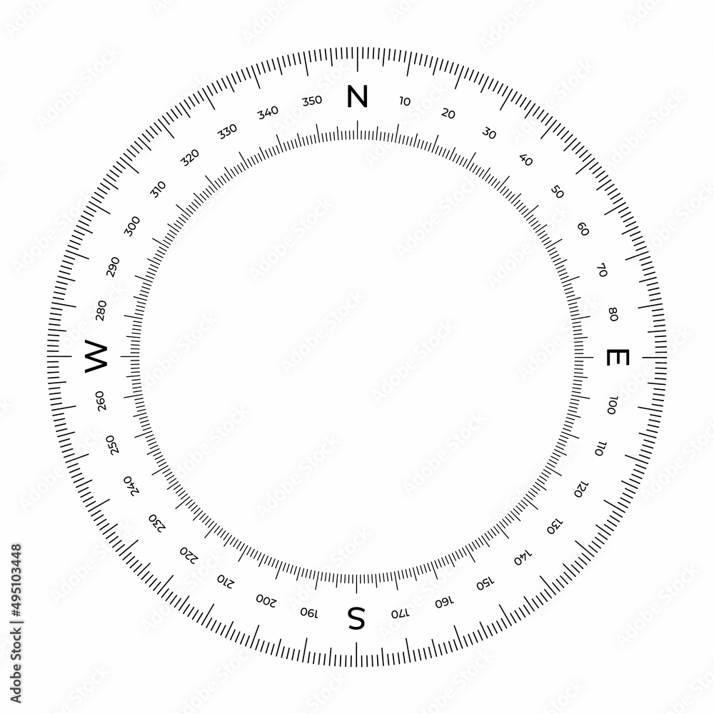 Vector illustration compass face scale isolated on white background ...