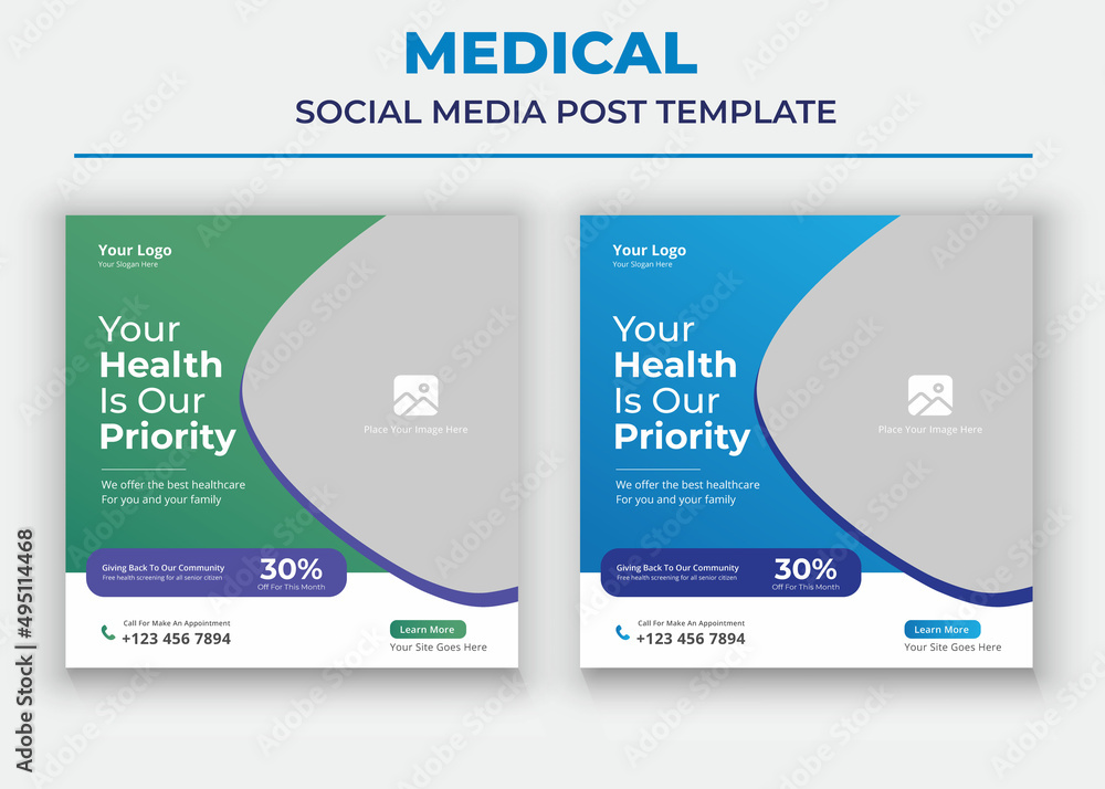 Your Health is our Priority poster, Medical Social Media Post and Flyer ...