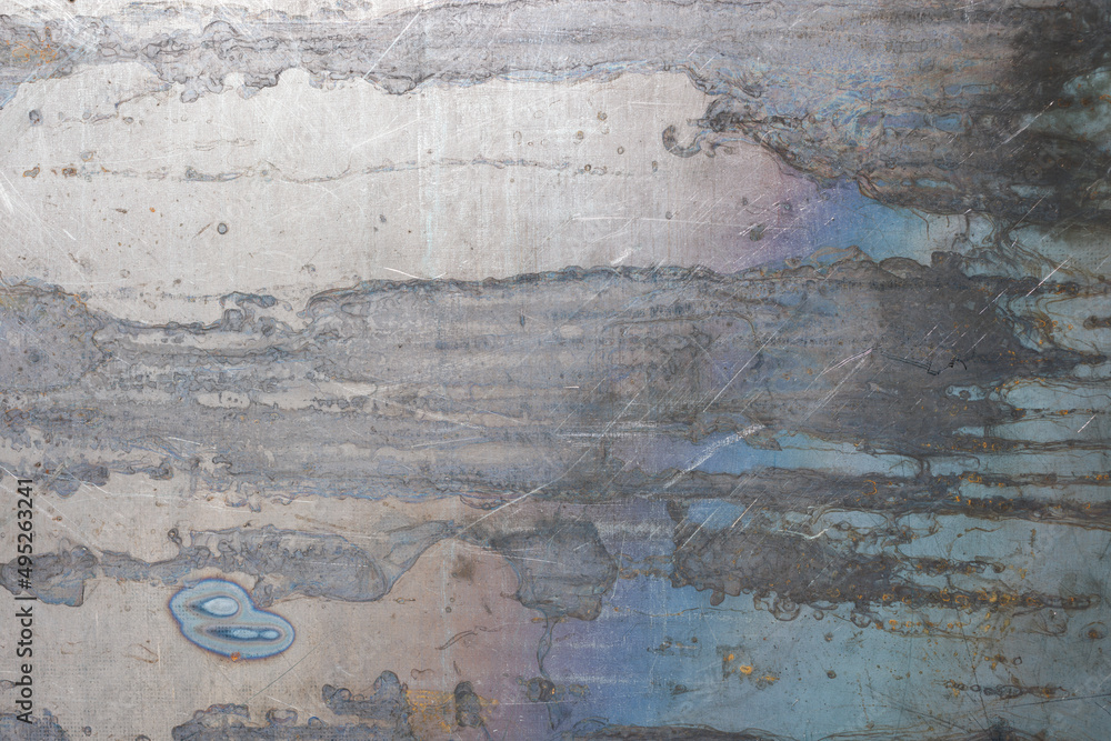 raw sheet steel texture and background with stains and discoloration ...