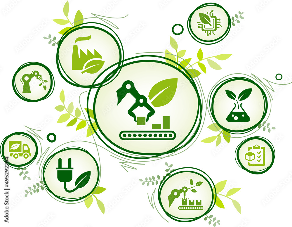 Sustainable production vector illustration. Concept with no people ...