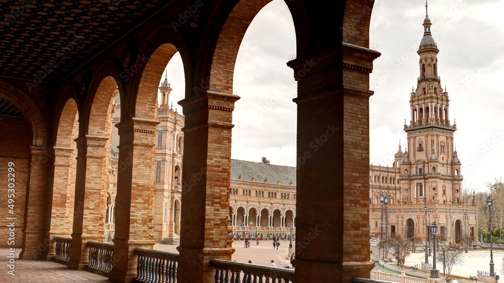Foto de Stock Parc de María Luisa et place d'Espagne à Séville en ...