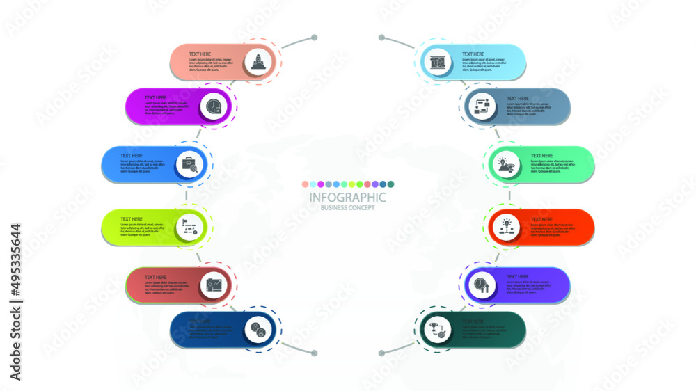 Basic circle infographic template with 12 steps, process or options ...