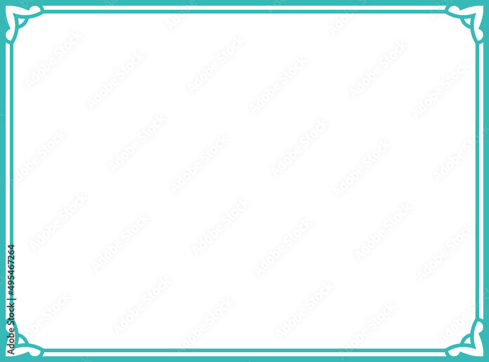Turquoise green border frame. Vintage vector frame on white background ...