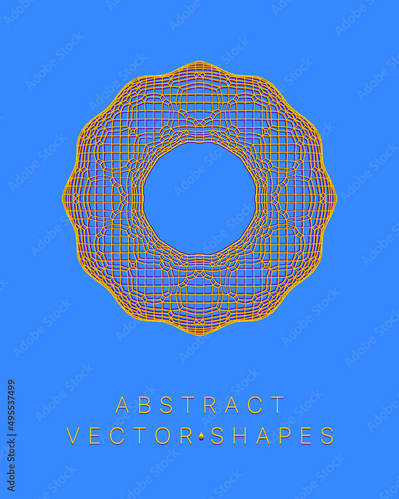 Geometric shape for design. Wireframe illustration. Molecular grid. 3d ...