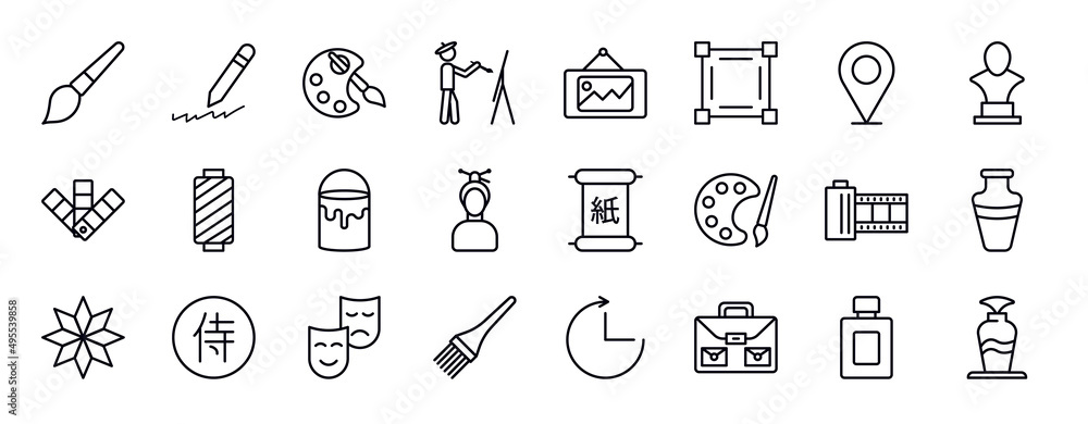 art editable line icons set. art thin line icons collection. painting ...