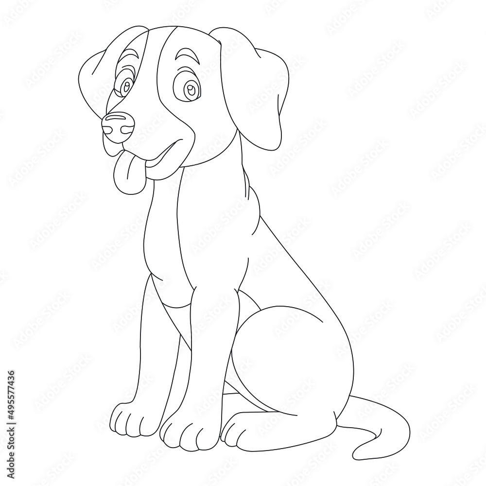 Cute puppy dog outline coloring page for kids animal coloring page ...