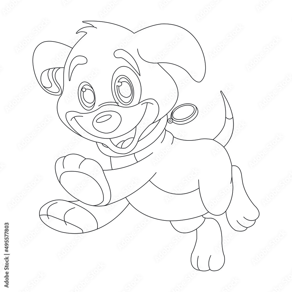 Cute puppy dog outline coloring page for kids animal coloring page ...