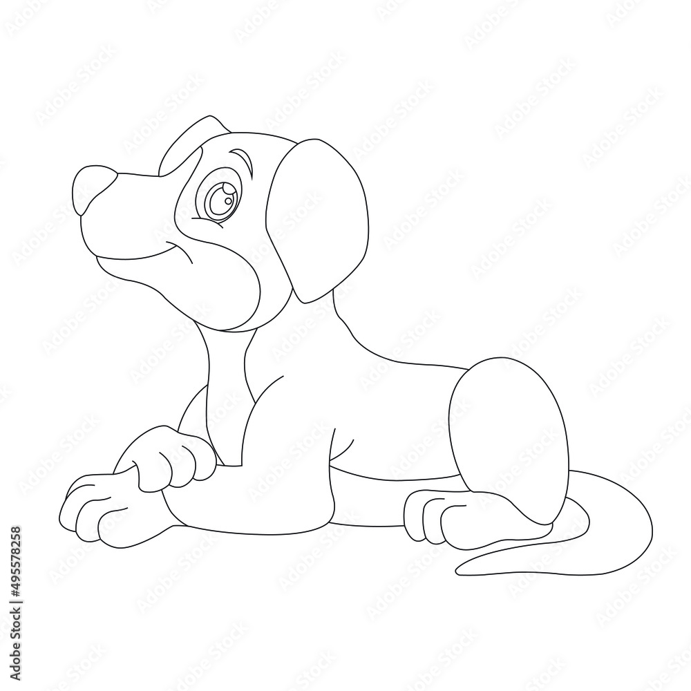 Cute puppy dog outline coloring page for kids animal coloring page ...