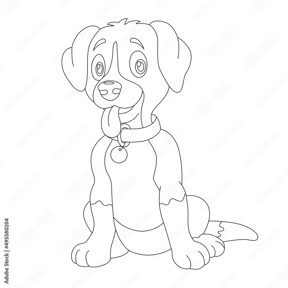 Cute puppy dog outline coloring page for kids animal coloring page ...