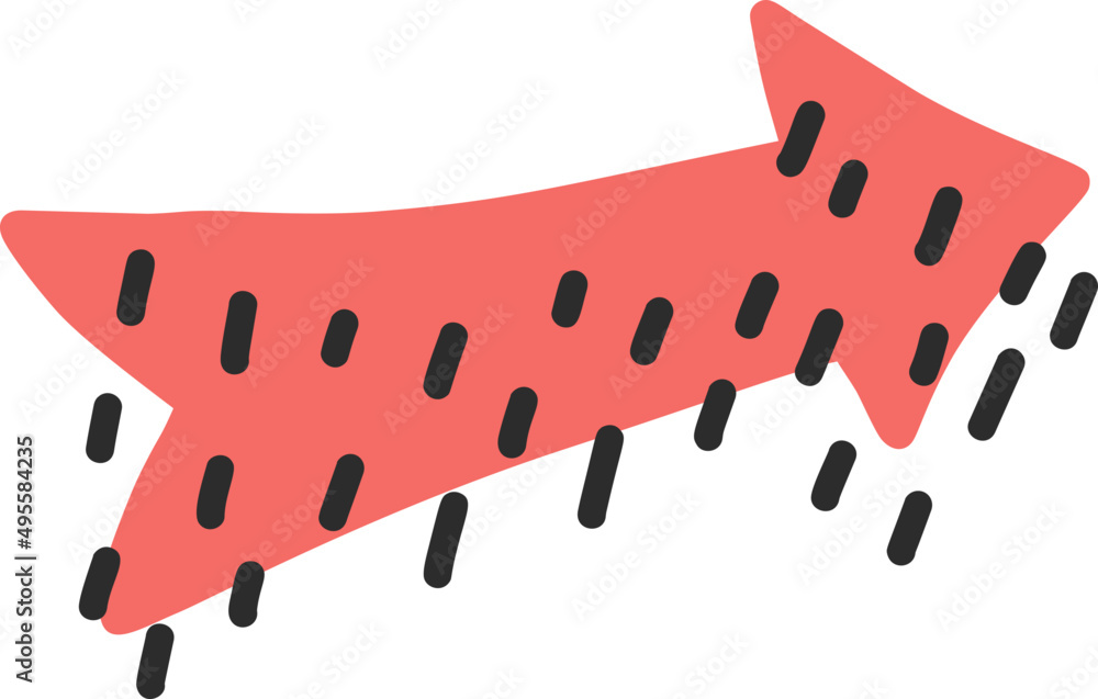 Cartoon vector isolated red arrow object, doodle element for decor ...