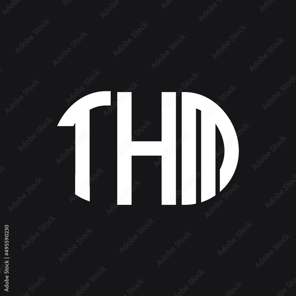 THM letter logo design on Black background. THM creative initials ...