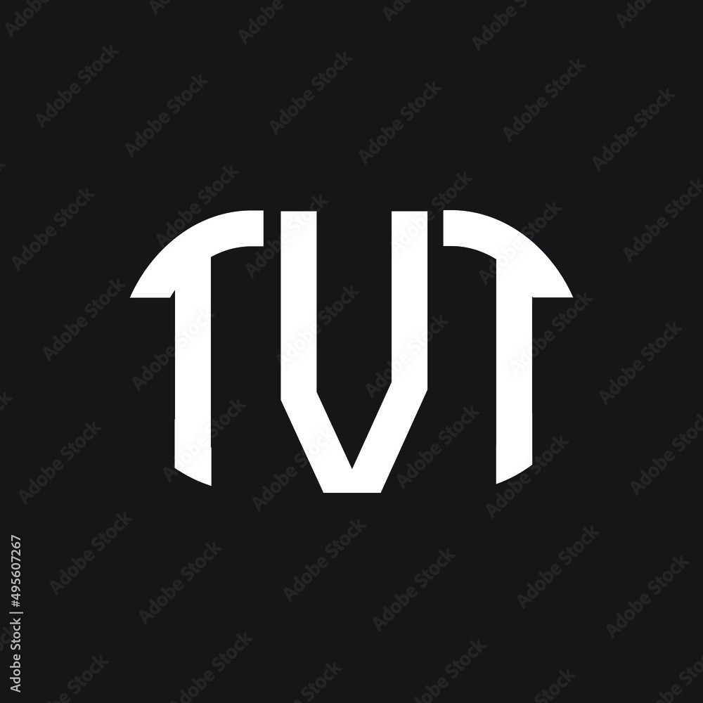 TVT letter logo design on Black background. TVT creative initials ...