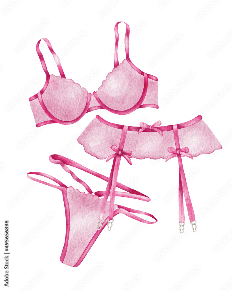 Watercolor lingerie. Hand draw underwear. Fashion illustration. Stock ...