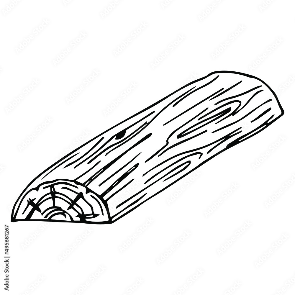 log, plank, wooden, construction, outline, trunk, hand drawn ...