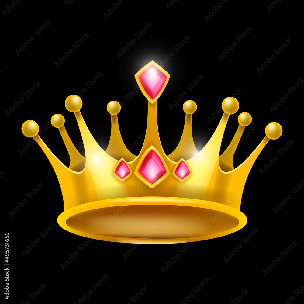 Gold king crown icon, vector queen golden royal diadem, luxury princess ...