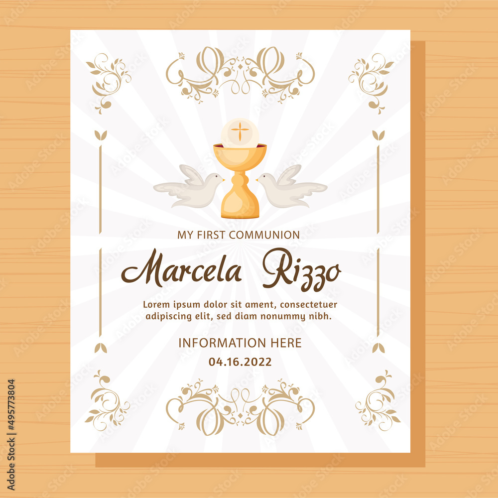 first communion postcard Stock Vector | Adobe Stock