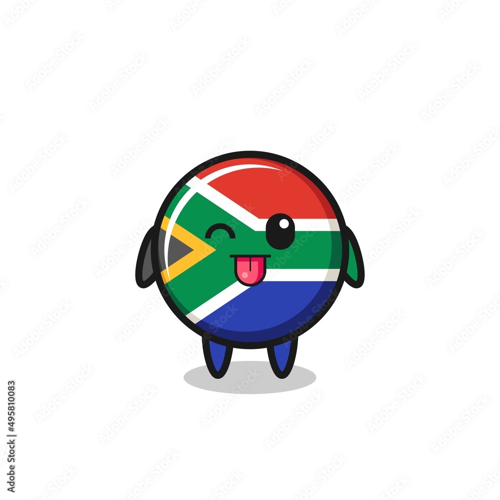 cute south africa flag character in sweet expression while sticking out ...
