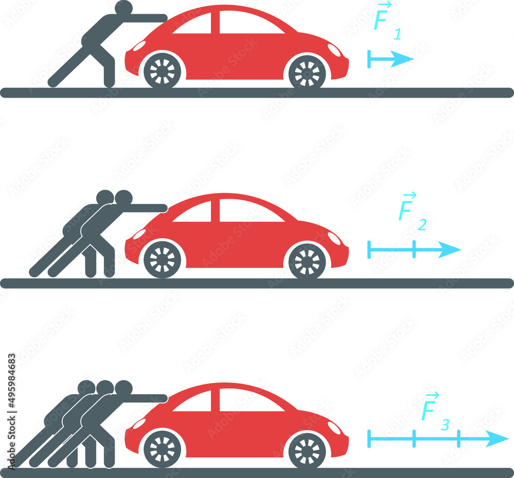 Isolated vector illustration of a men pushing a car. Representation of ...