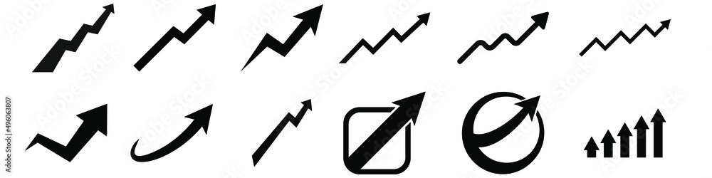 Vetor Growth Trend Chart icon vector set. Profit graph illustration ...