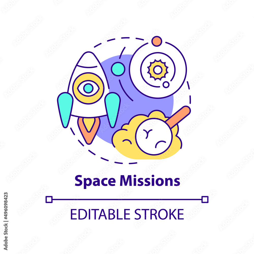 Space Missions Concept Icon Scientific Research Spacetech Trend Abstract Idea Thin Line