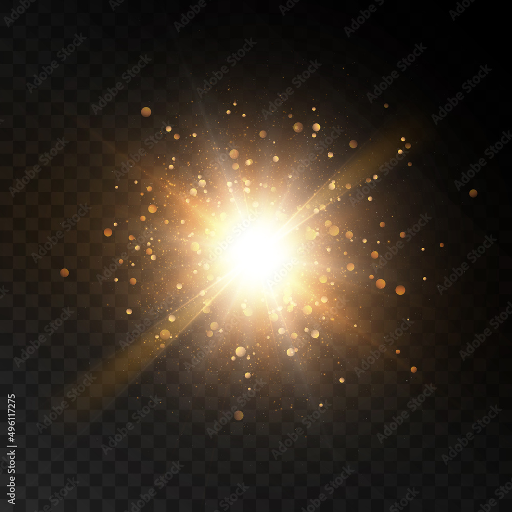 Bright beautiful star. Vector illustration of a light effect on a ...