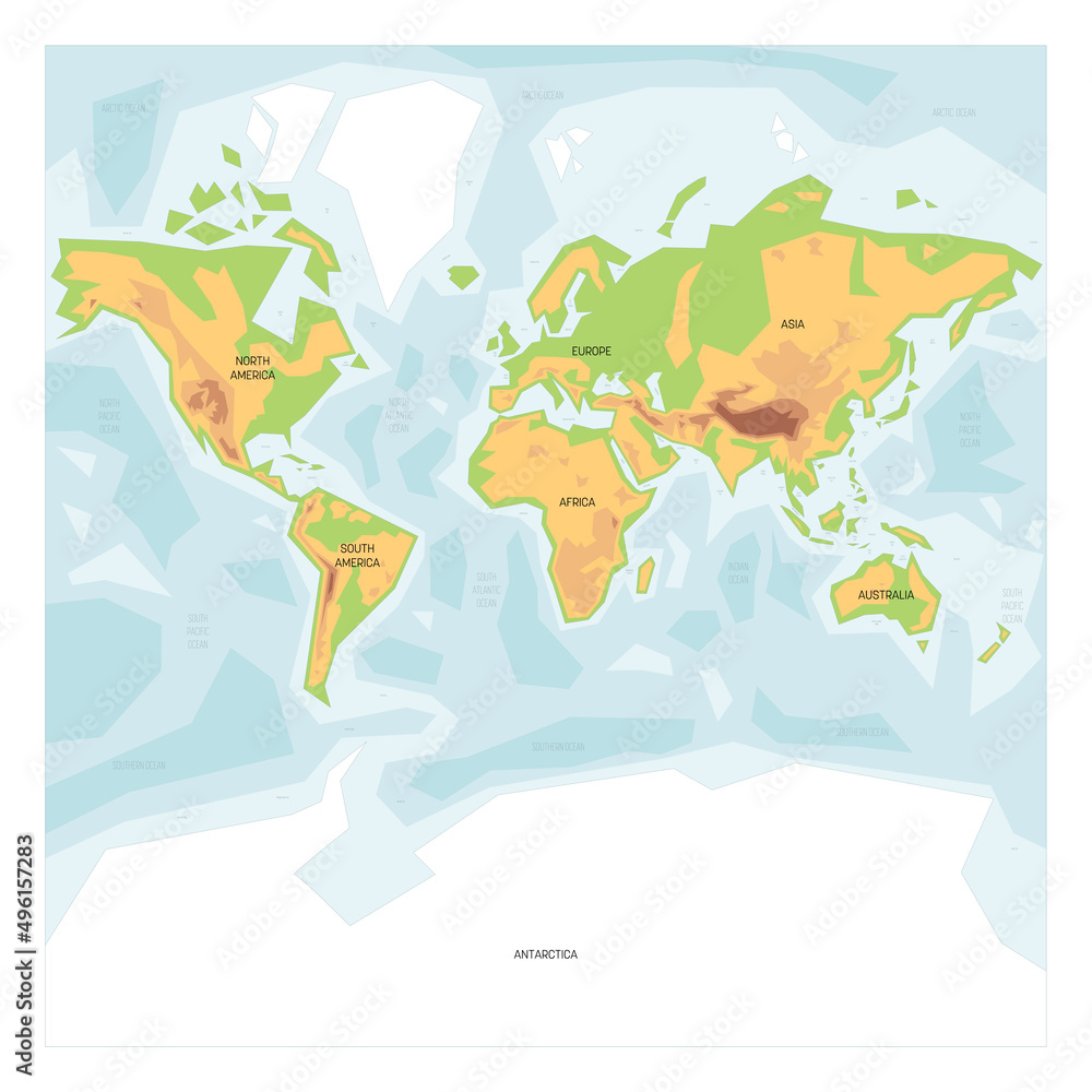 Simplified physical map of World Stock Vector | Adobe Stock