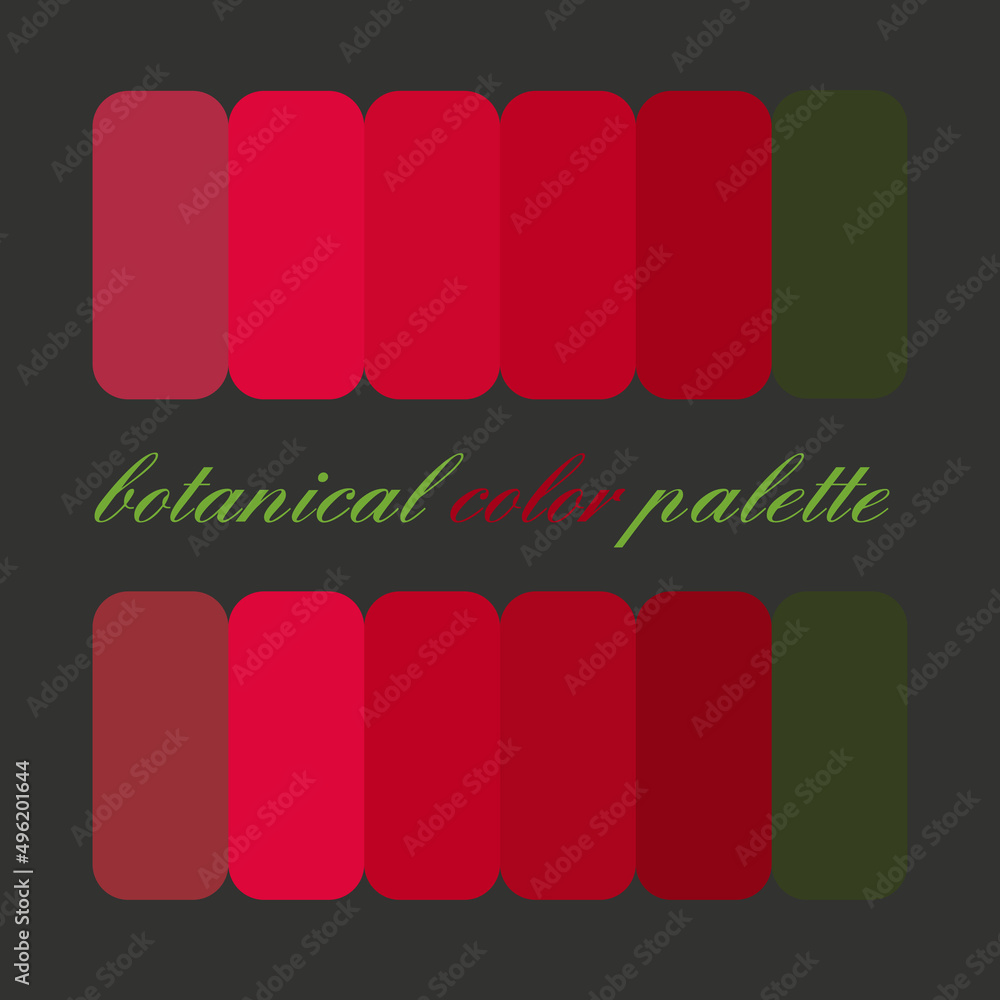 Botanical color palette made from scarlet rose flower, vector ...