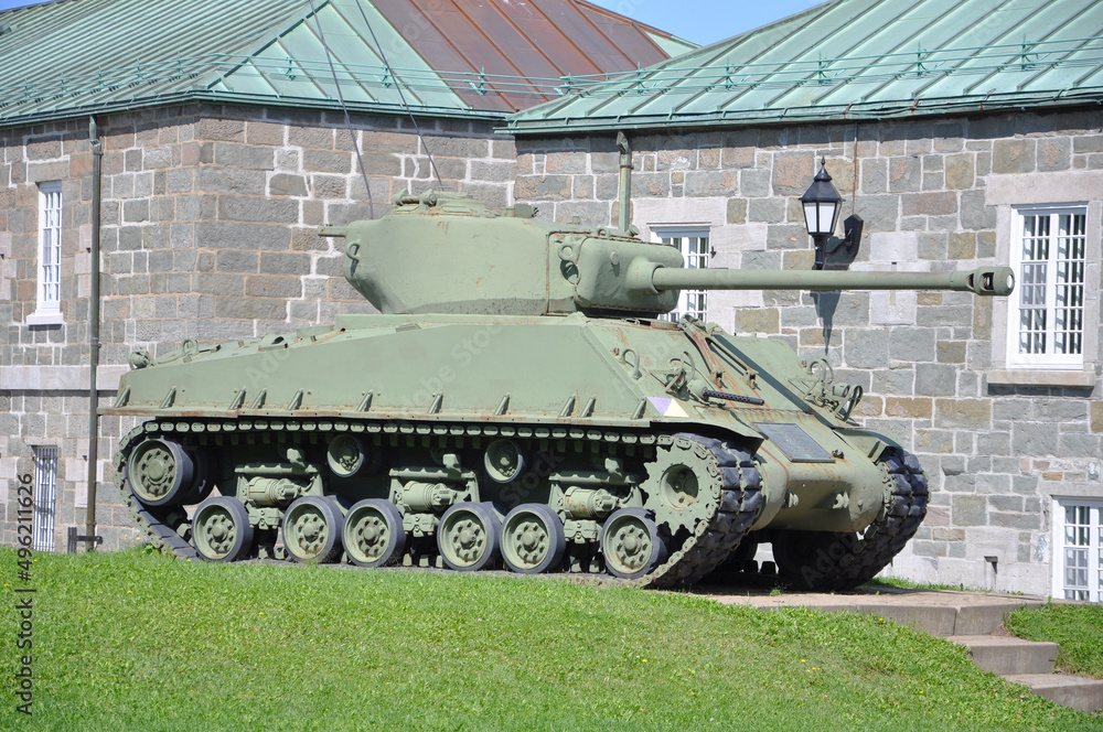 WWII M4 Sherman Tank at La Citadelle of Quebec National Historic Site ...