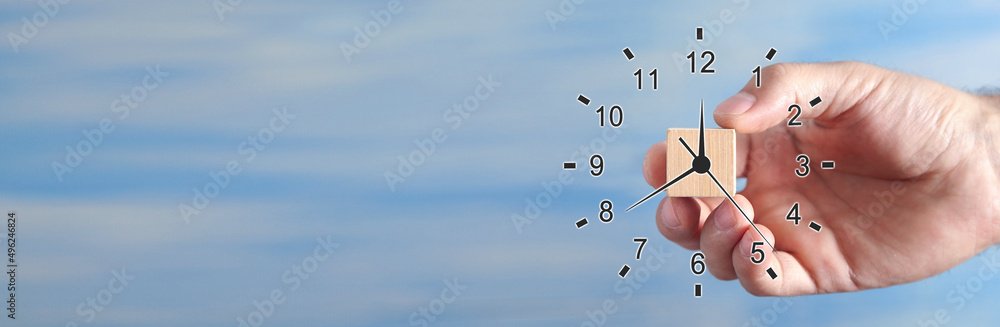 Male hand showing clock. Time Management Stock Photo | Adobe Stock