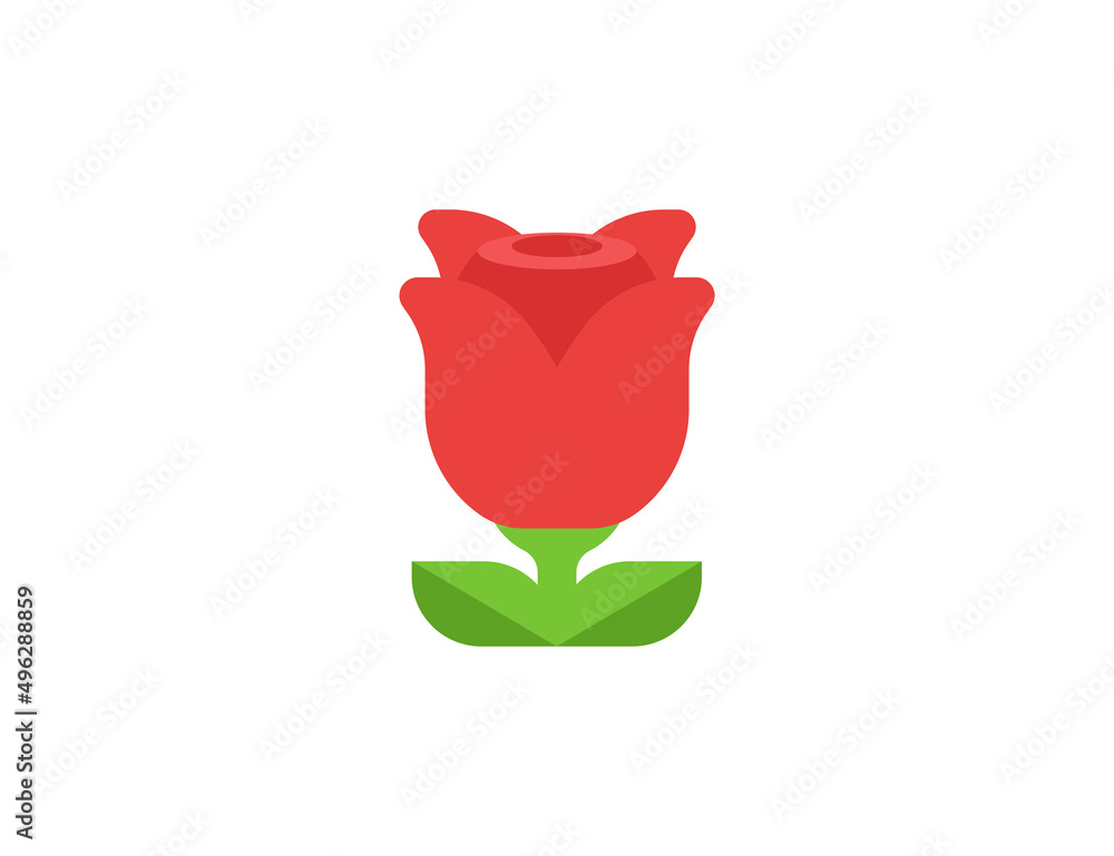 Rose flower vector flat emoticon. Isolated Rose emoji illustration ...