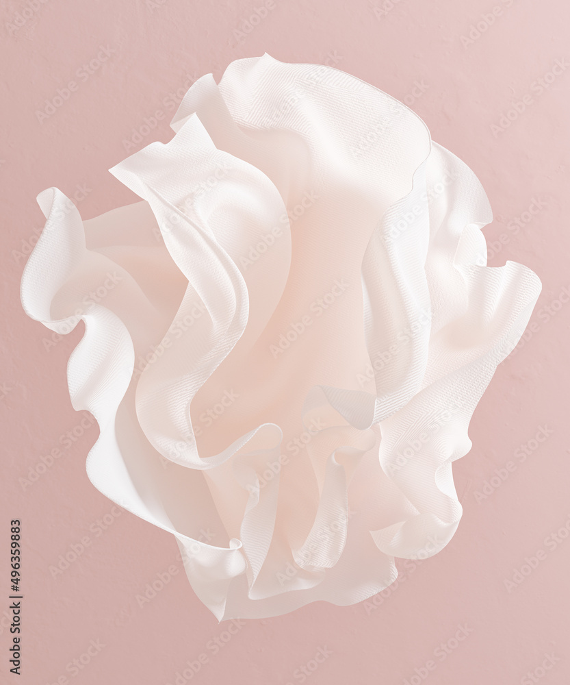 White flying fabric product display, dynamic cloth object placement 3d ...