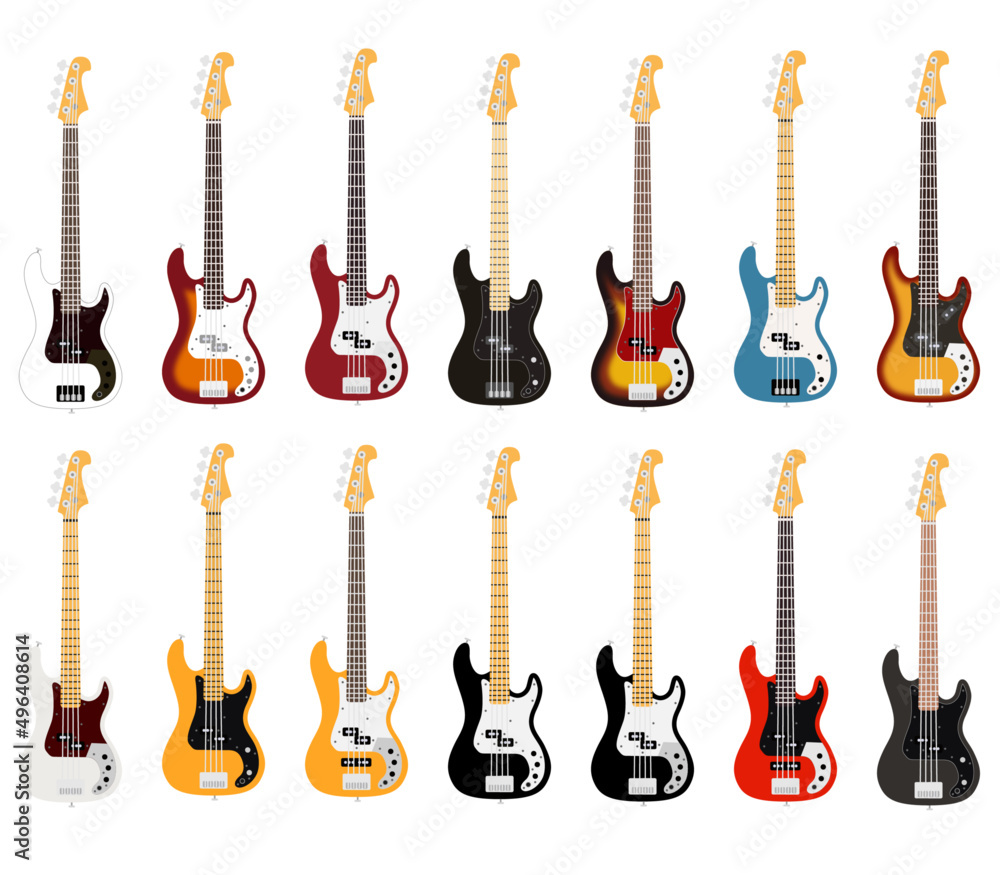 Bass Guitar Models / Ai Illustrator / Editable Stock Vector | Adobe Stock