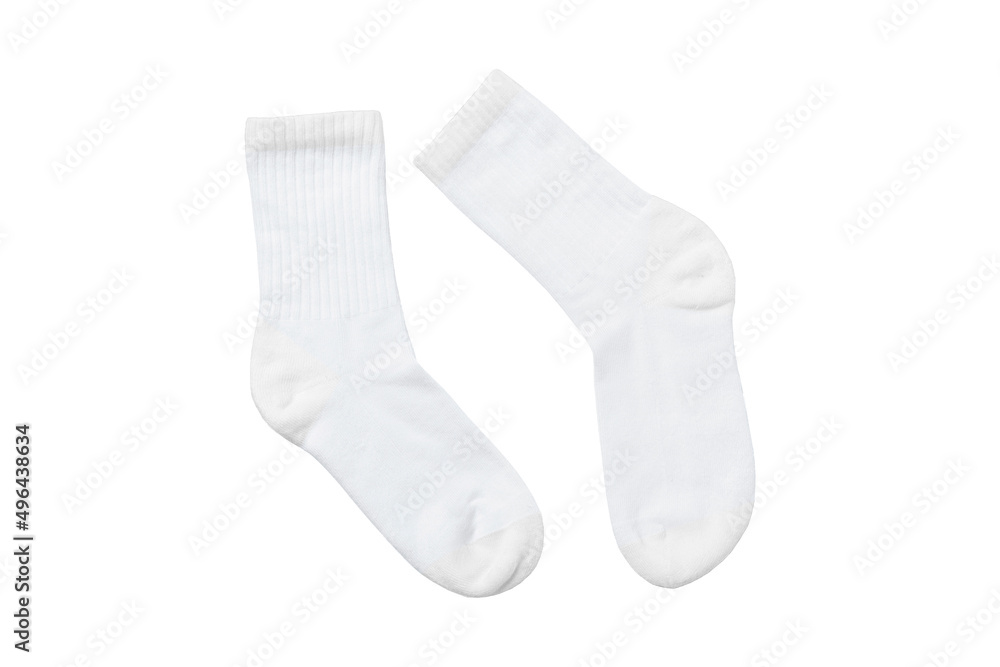 White cotton socks mockup for design on white background Stock ...