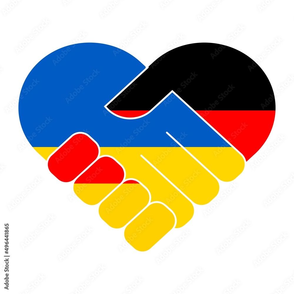 Handshake symbol in the colors of the national flags of Germany and ...