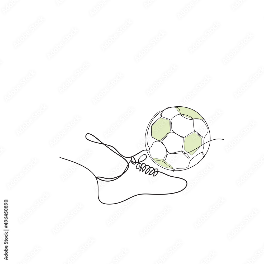 continuous line drawing soccer ball illustration vector isolated drawn ...