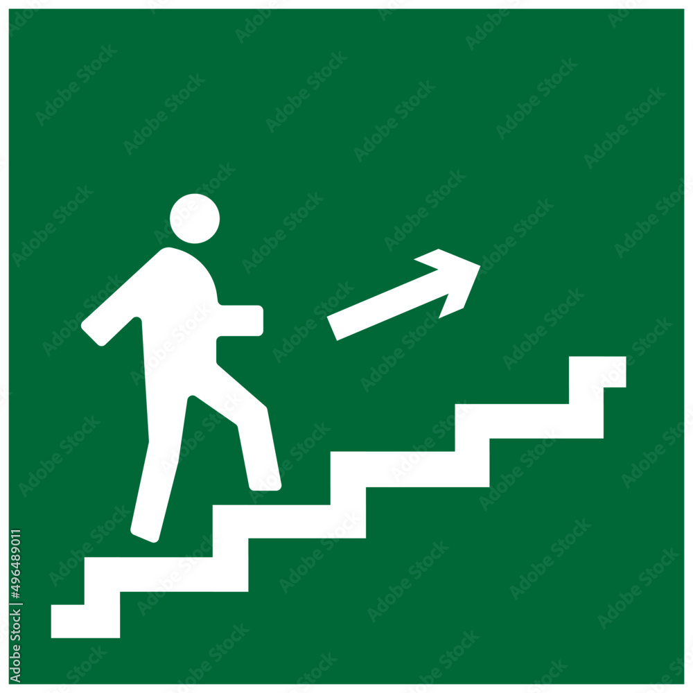 Evacuation table showing direction to move upstairs in case of fire ...