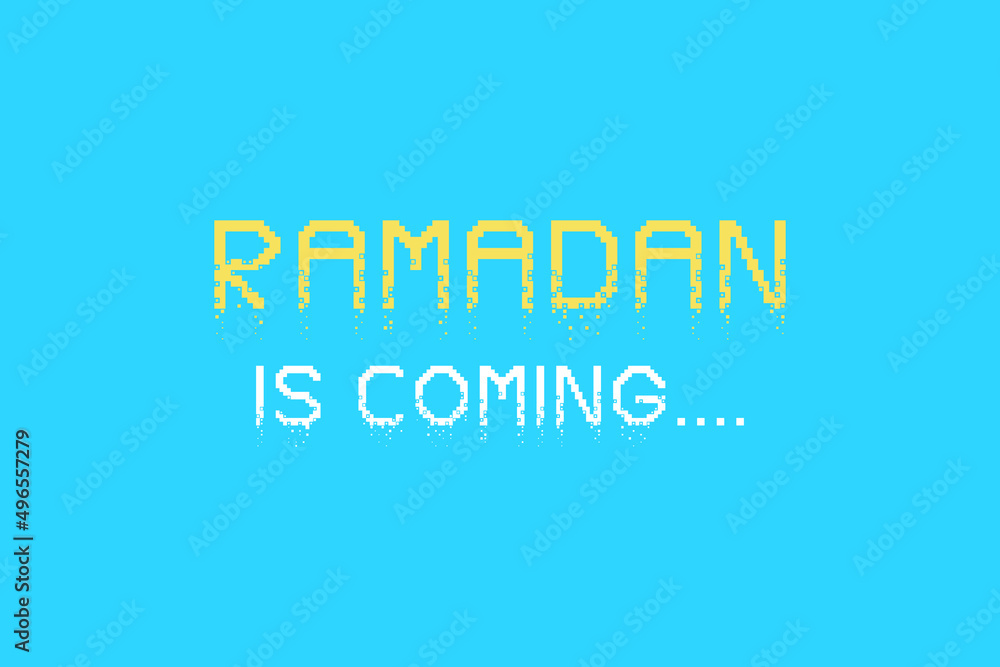 Ramadan is coming typography text on blue background. Islamic ...
