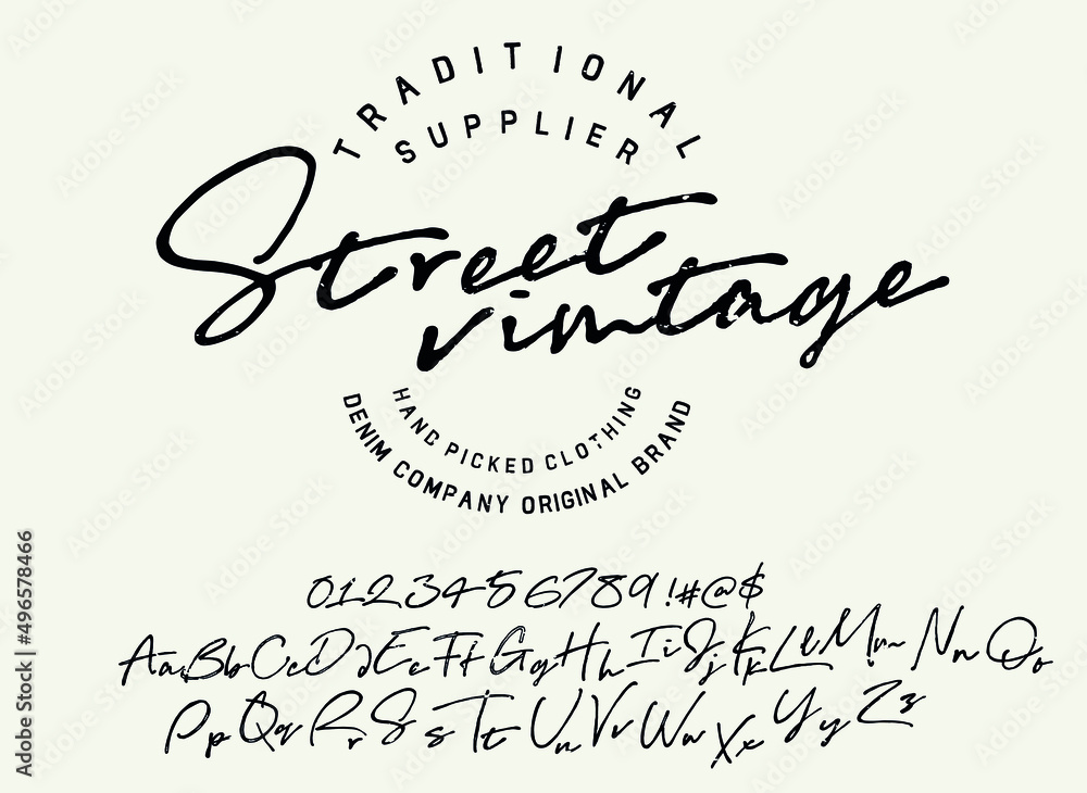 Vintage Brush Script Modern Alphabet. Retro Typeface. Letters.Vector ...