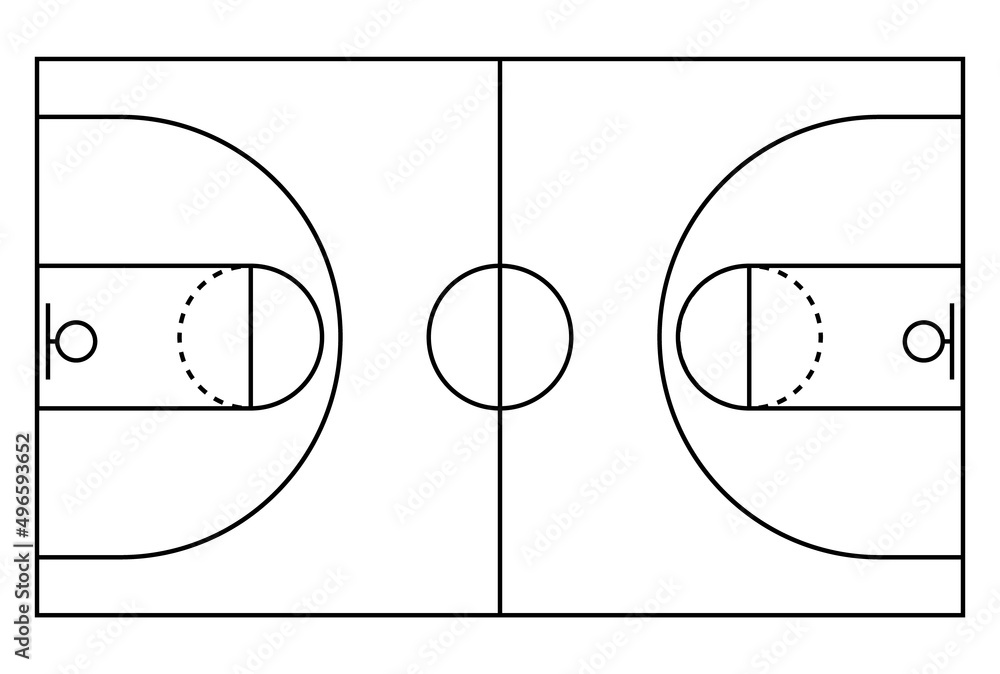 Basketball court icon, floor parquet area, top american sport symbol ...