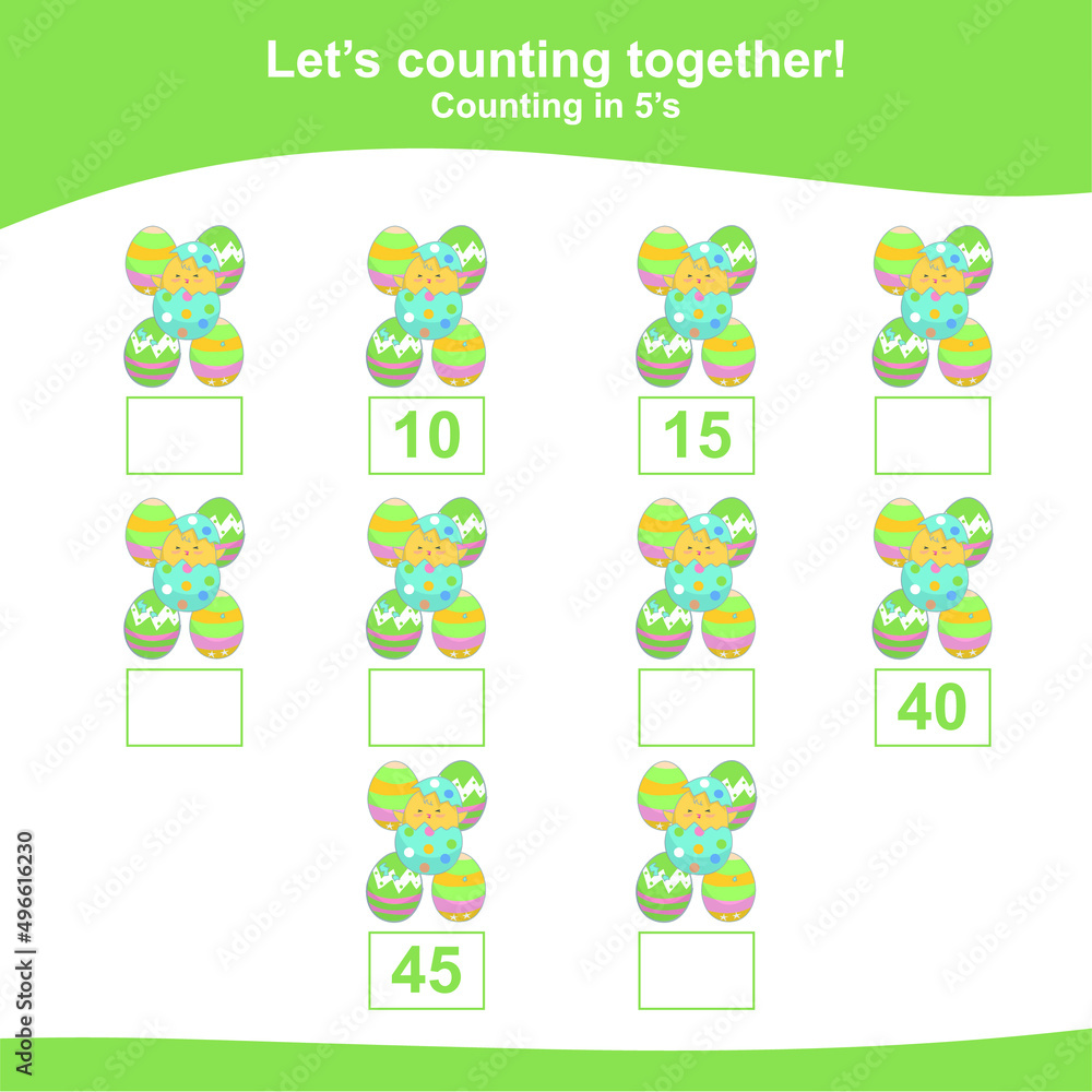 Counting the easter eggs for Preschool Children. Counting multiples of ...