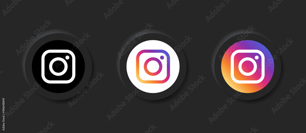 Instagram logo sign with shadow. instagram icon set. instagram button ...