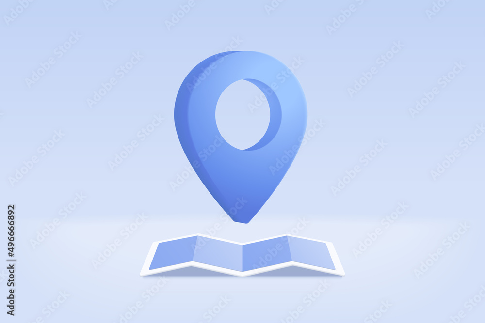 3D location point marker of map or navigation pin icon sign on isolated white background ...