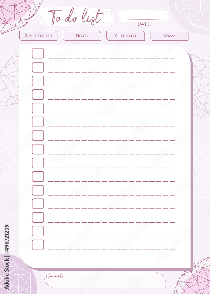 To do list with abstract symbol, notes, goal, check list, printable ...