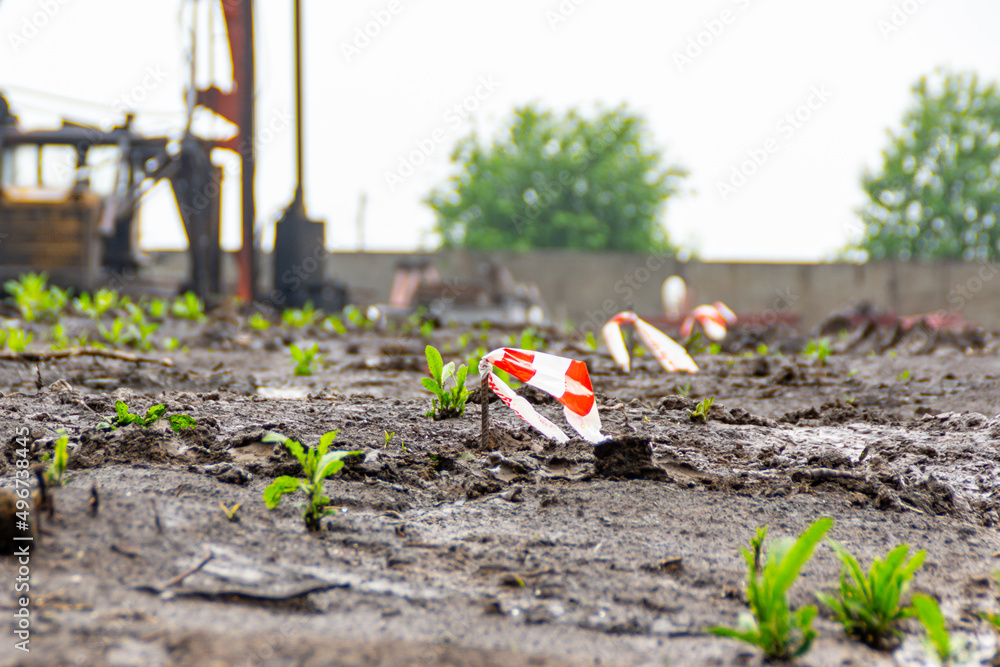 marking of construction project to terrain and fixing main points of ...