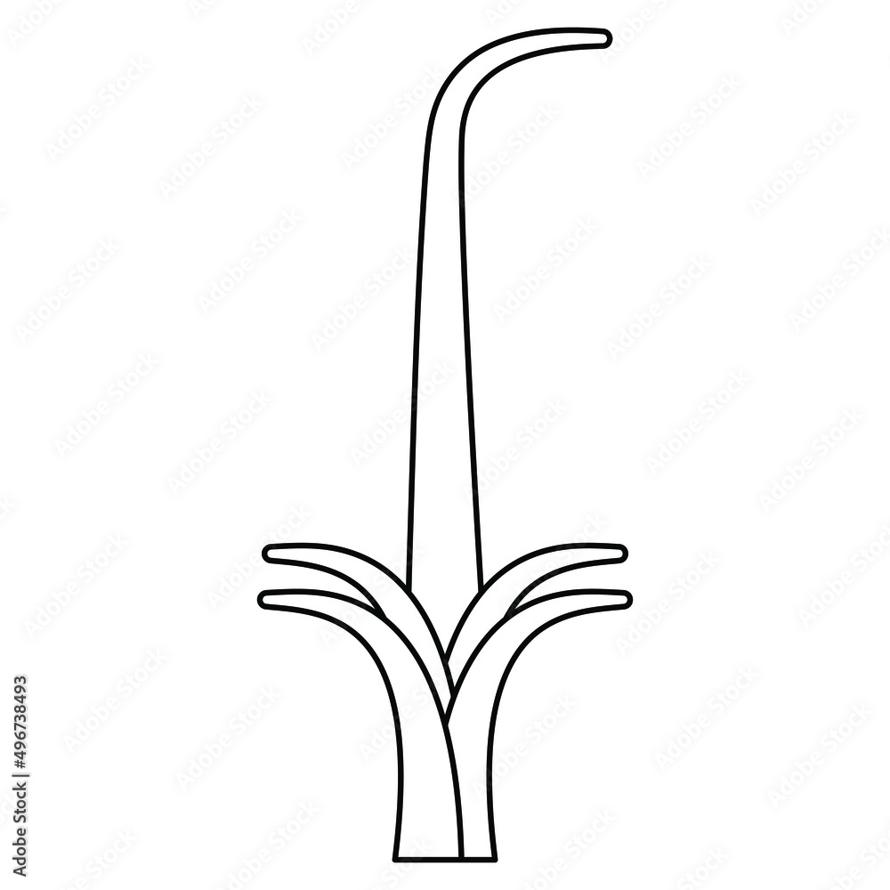 Stylized branch of reed plant. Ancient Egyptian hieroglyph. Black and ...