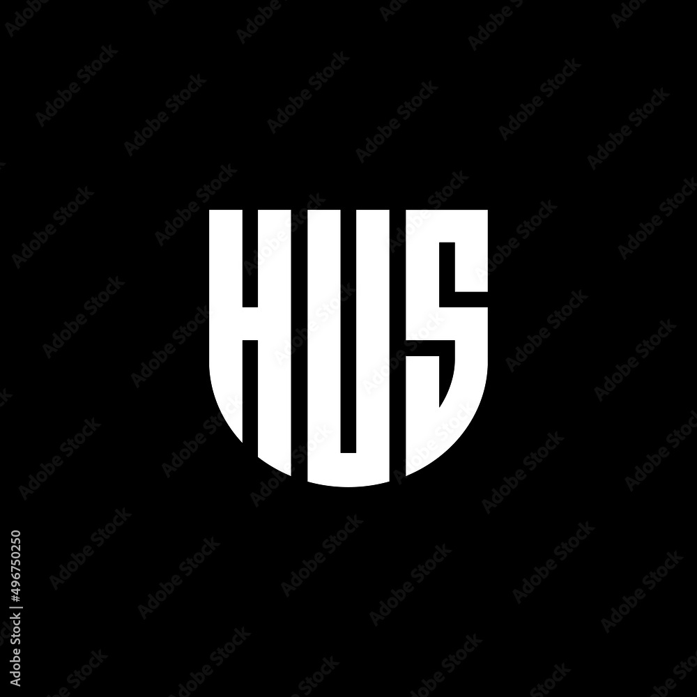 Image vectorielle Stock HUS letter logo design with black background in ...