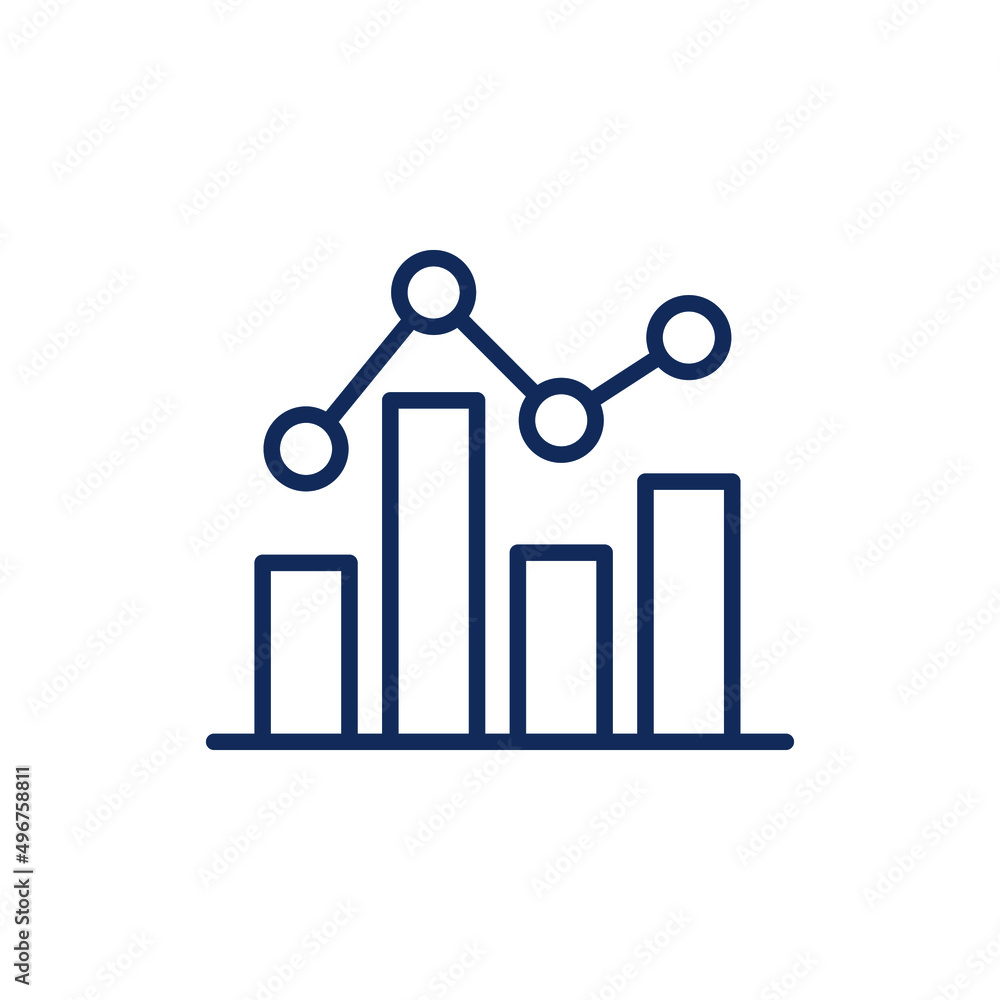 Analytics, bar graph, data, chart icon modern vector illustration template design symbol sign ...