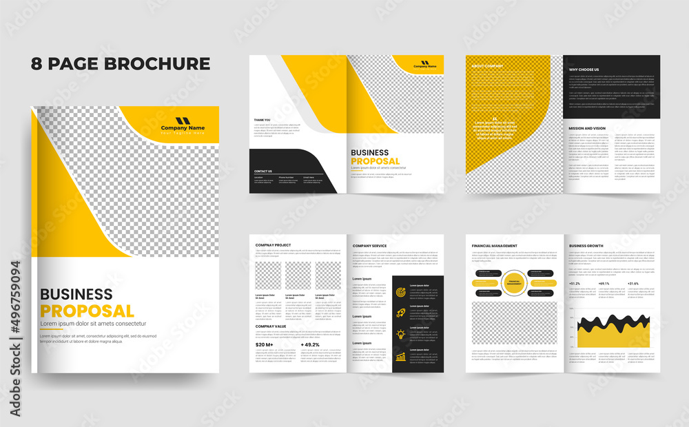 Yellow business proposal brochure template or Company profile, annual ...